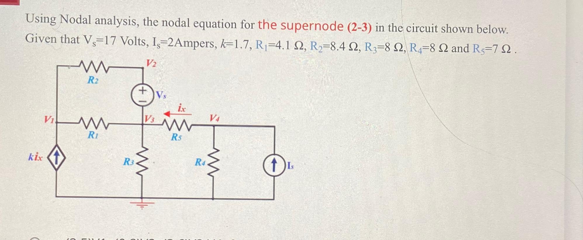 Solved Using Nodal analysis, the nodal equation for the | Chegg.com