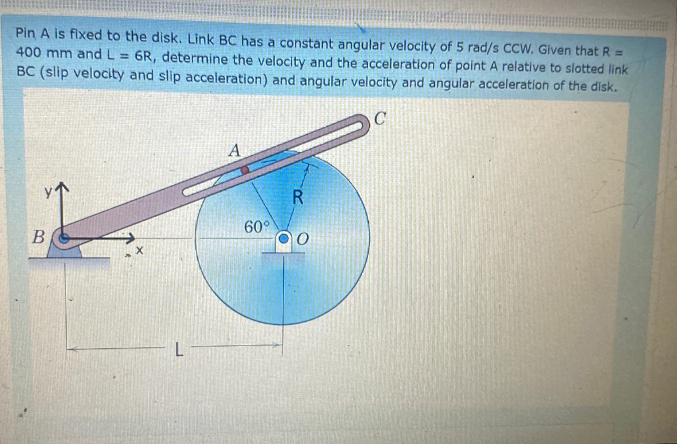 Solved Pin A ﻿is fixed to the disk. Link BC ﻿has a constant | Chegg.com