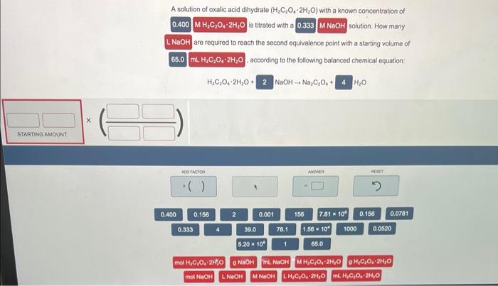 Solved A solution of oxalic acid dithydrate (H2C2O4⋅2H2O) | Chegg.com