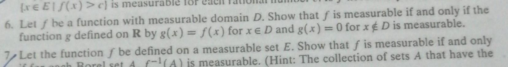 Solved 6. Let f be a function with measurable domain D. Show | Chegg.com