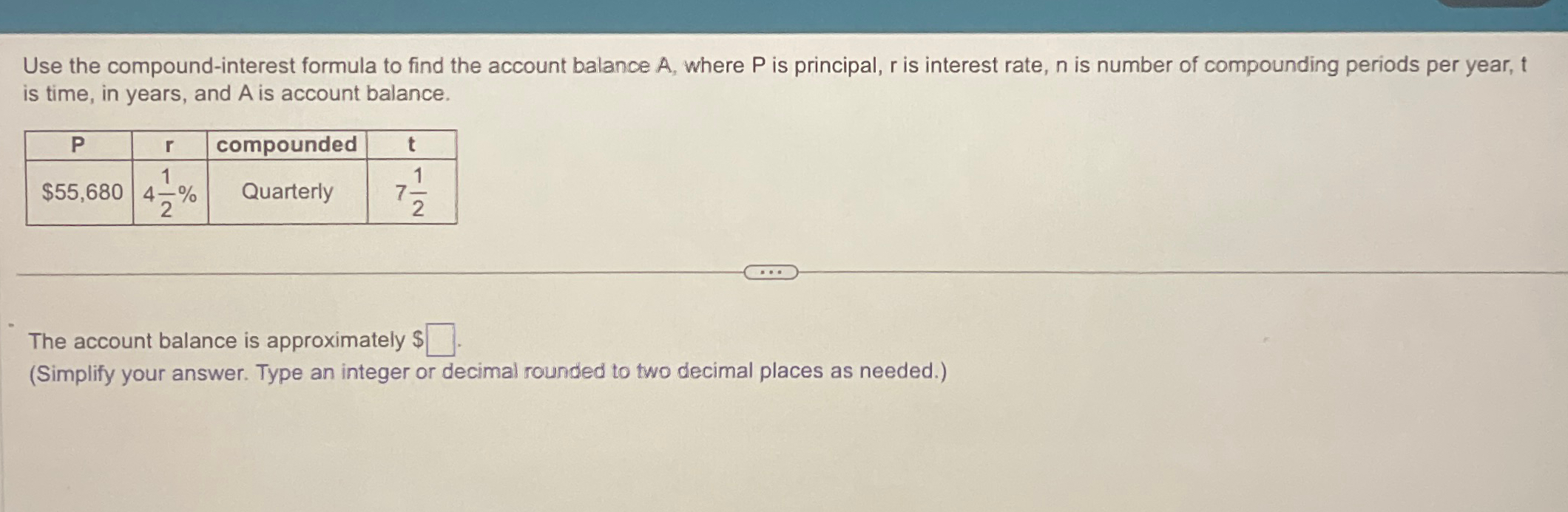Solved Use the compound-interest formula to find the account | Chegg.com