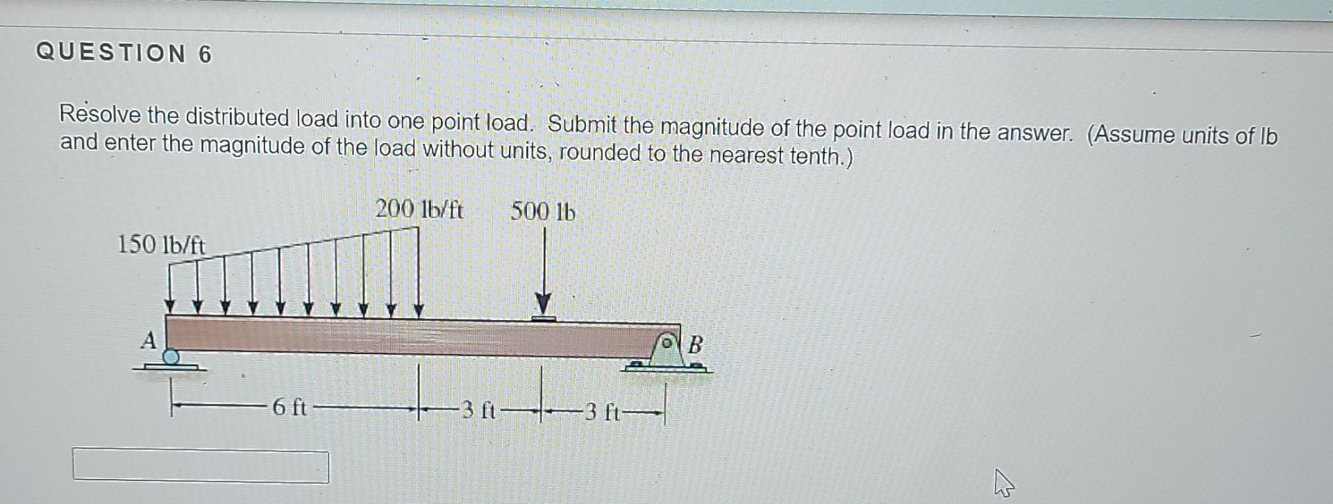 Solved QUESTION 6 Resolve the distributed load into one | Chegg.com