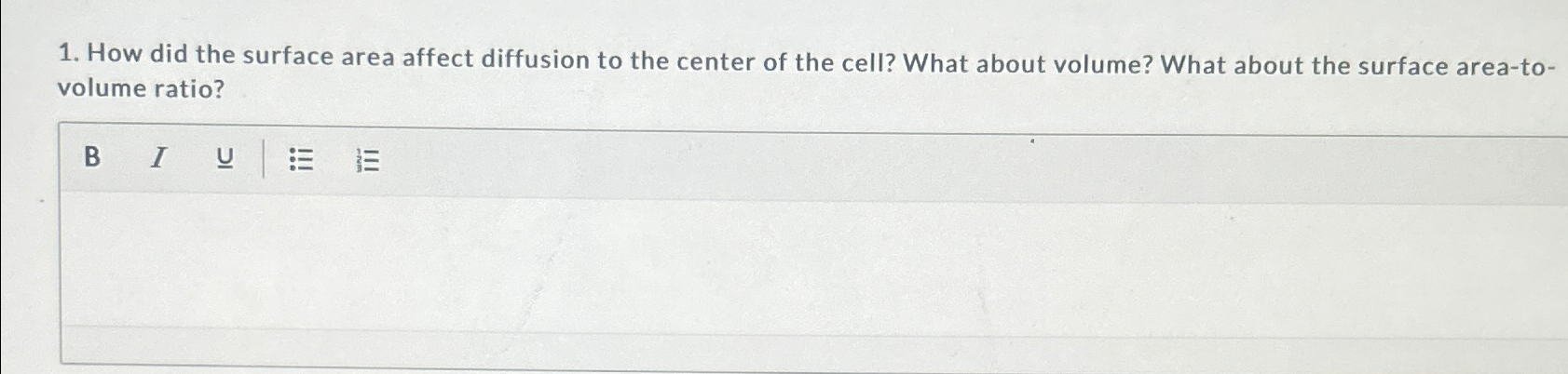 Solved How did the surface area affect diffusion to the | Chegg.com