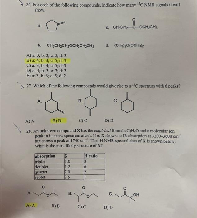 Solved 26. For each of the following compounds, indicate how | Chegg.com