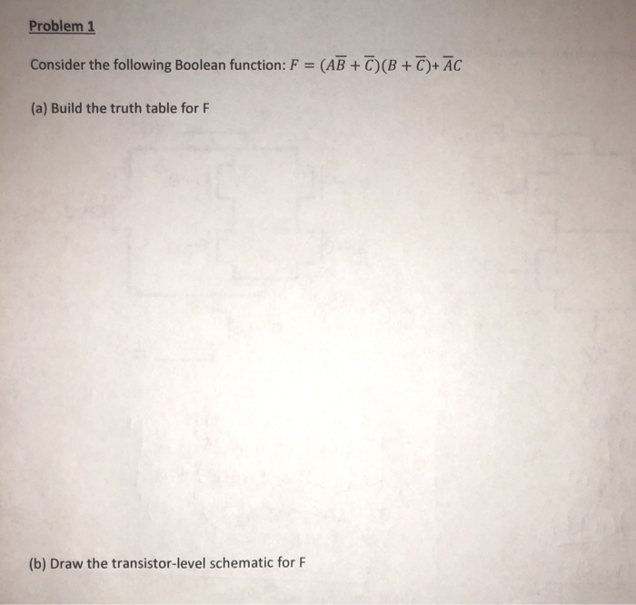 Solved Problem 1 Consider the following Boolean function: F | Chegg.com