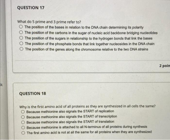 Solved What do 5 prime and 3 prime refer to? The position of | Chegg.com