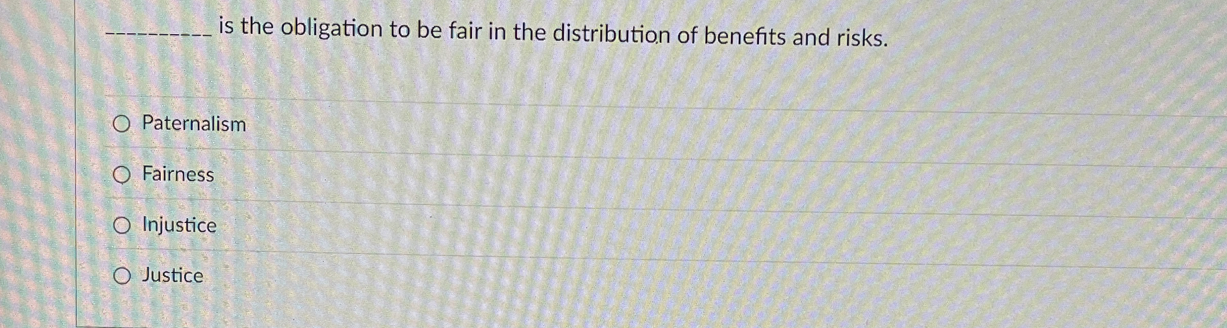 Solved q,is the obligation to be fair in the distribution of | Chegg.com