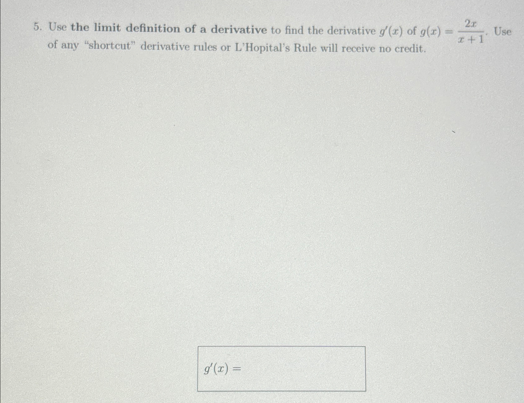 Solved Use the limit definition of a derivative to find the | Chegg.com