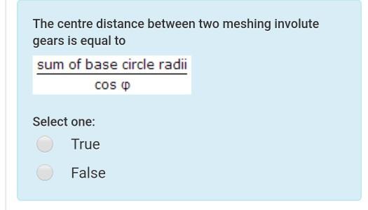 Solved The centre distance between two meshing involute | Chegg.com