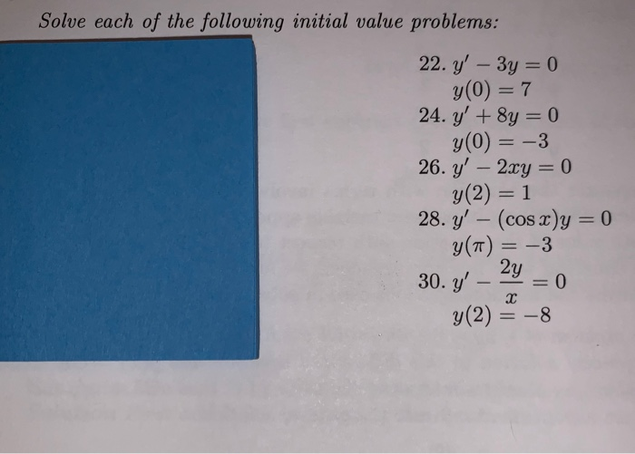 Solved Solve each of the following initial value problems: | Chegg.com