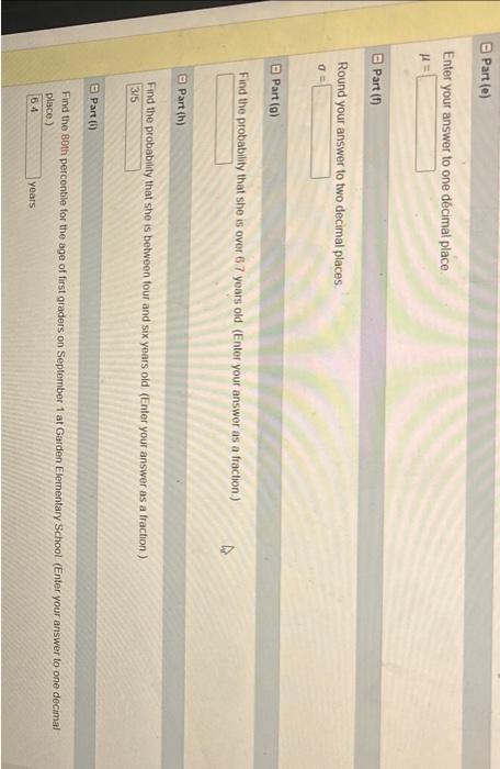 Solved The age of a first grader on September 1 at Garden | Chegg.com