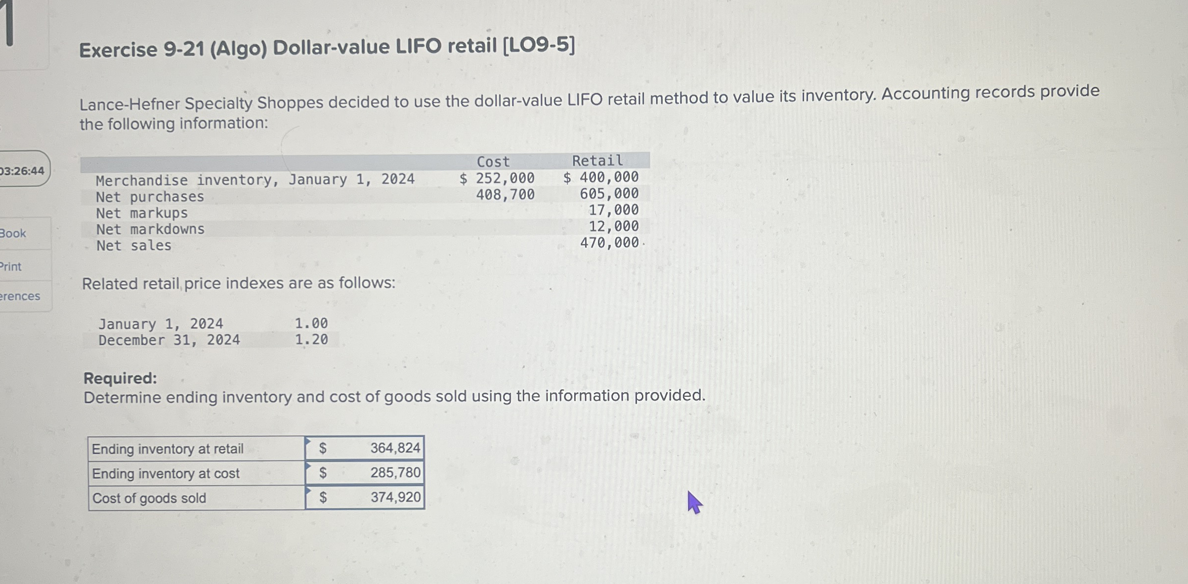 Solved Exercise 9-21 (Algo) ﻿Dollar-value LIFO retail | Chegg.com