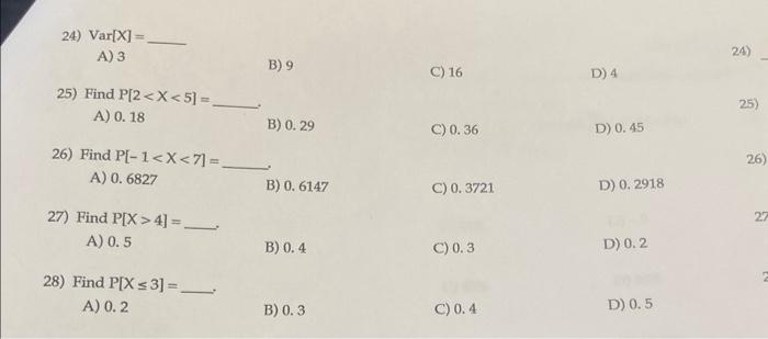 Solved In problems 21-28 given the following information. | Chegg.com
