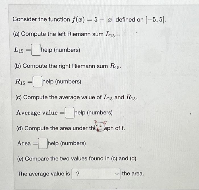 Solved Consider the function f(x) = 5 |x| defined on [-5, | Chegg.com