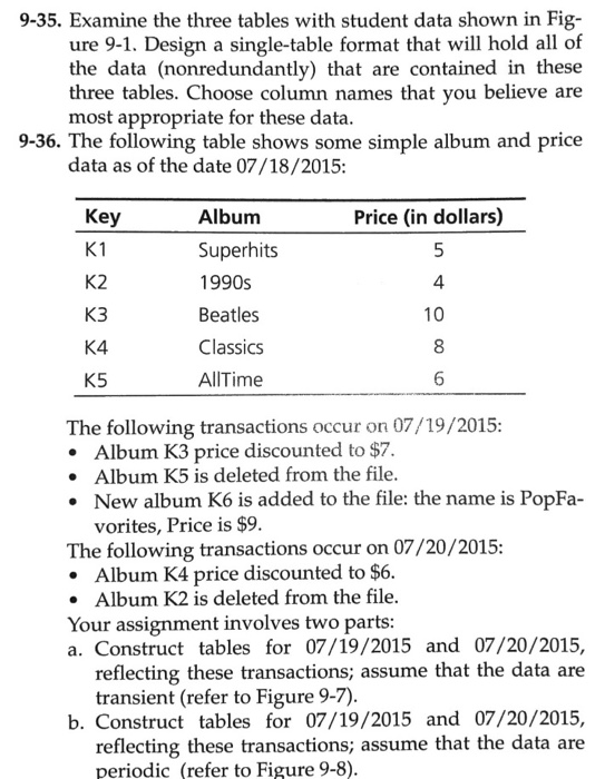 Solved 9-35. Examine the three tables with student data | Chegg.com