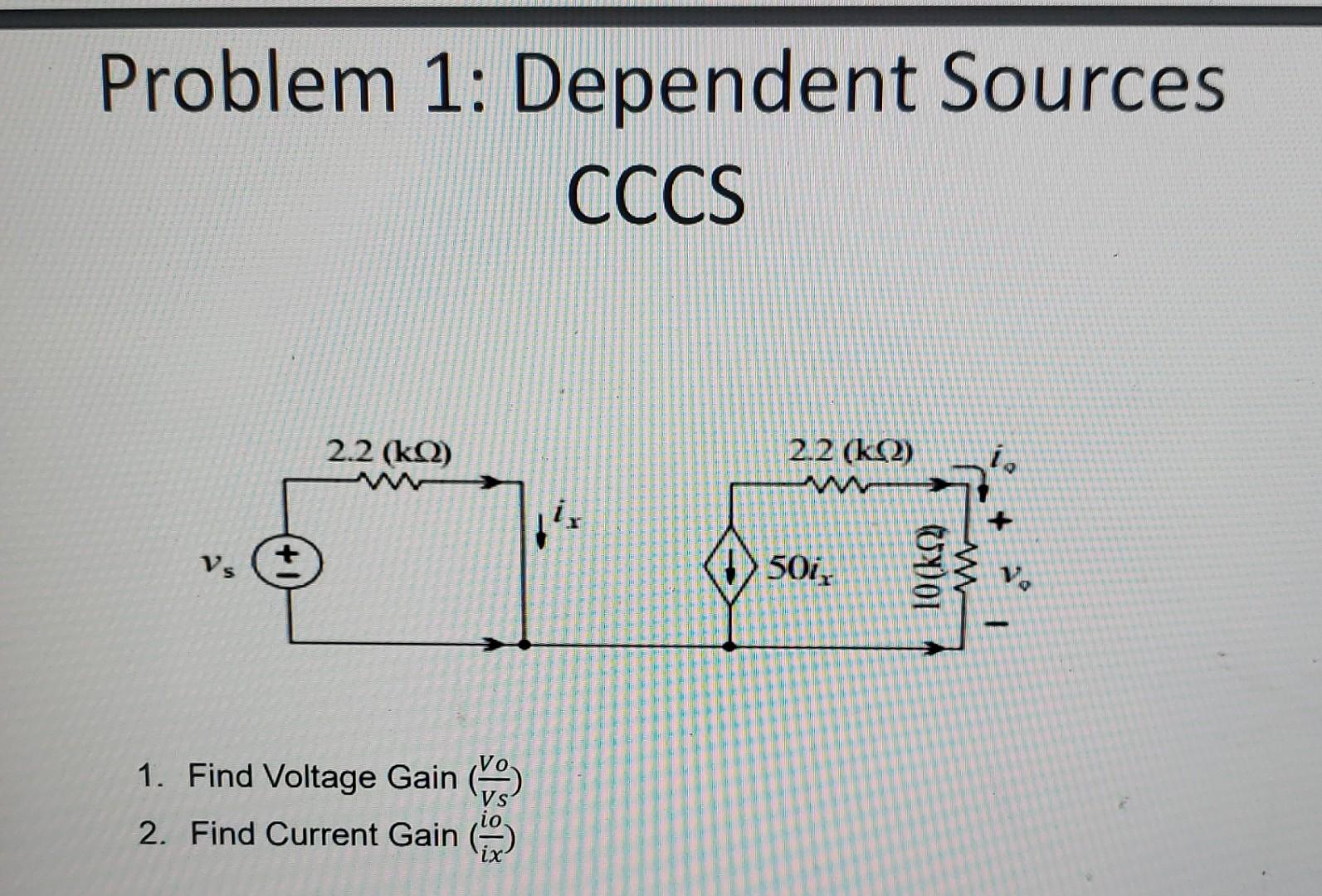 Solved Problem 1: Dependent Sources cCCS 1. Find Voltage | Chegg.com