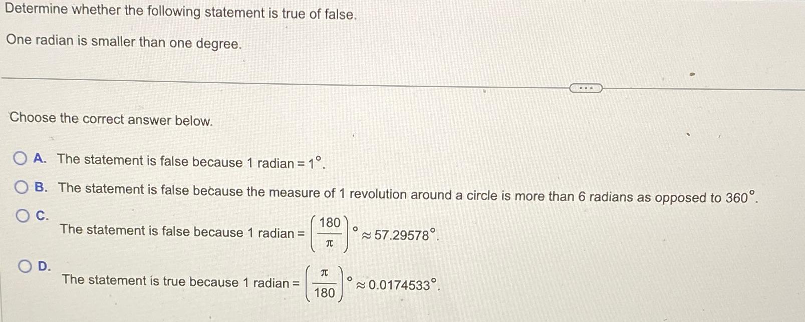 Solved Determine whether the following statement is true of | Chegg.com