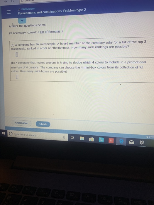 Solved O PROBABILITY Permutations and combinations: Problem | Chegg.com