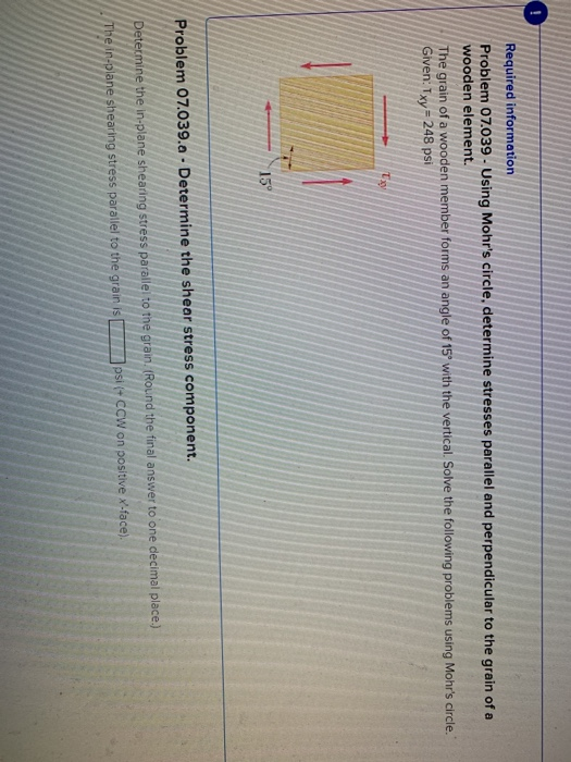 Solved Required information Problem 07.039 - Using Mohr's | Chegg.com