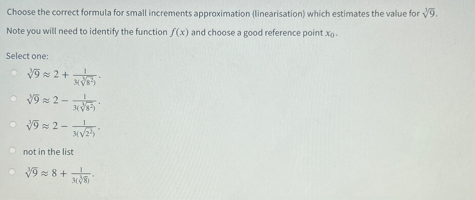 Solved Choose the correct formula for small increments | Chegg.com