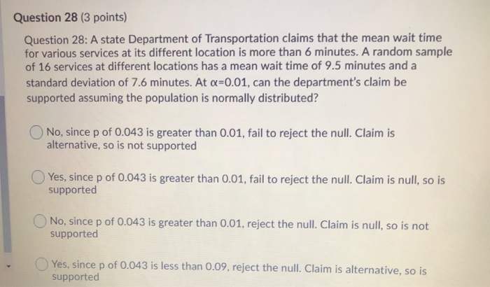Solved Question 28 (3 points) Question 28: A state | Chegg.com