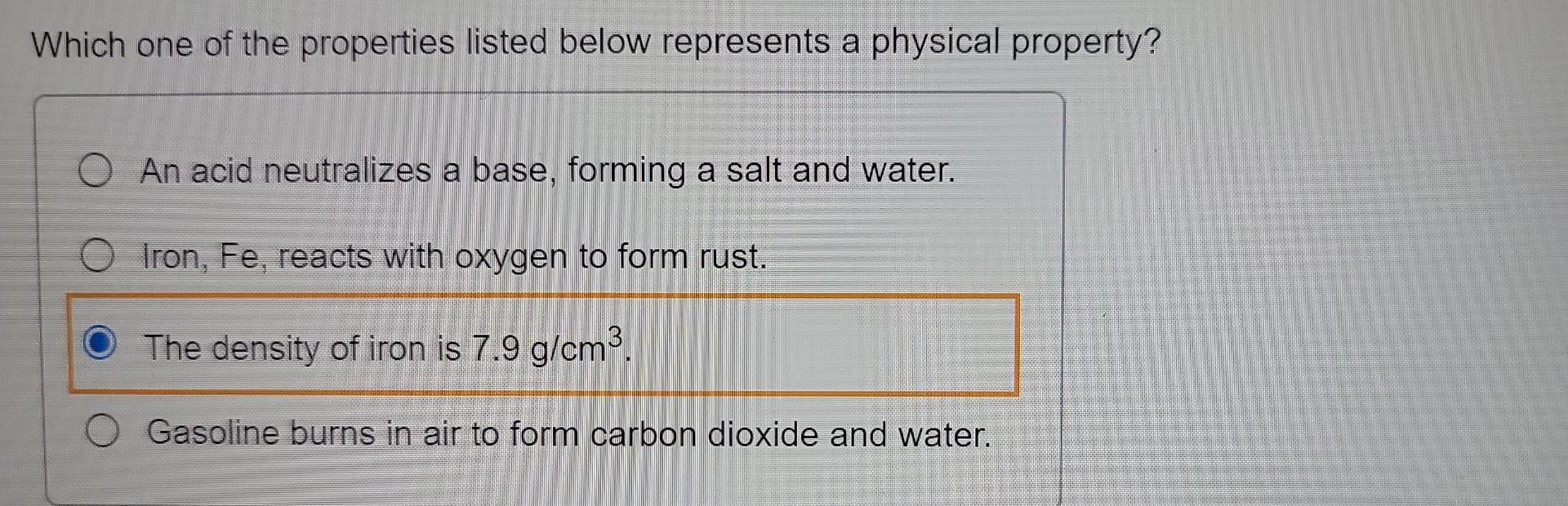 Solved Which one of the properties listed below represents a | Chegg.com