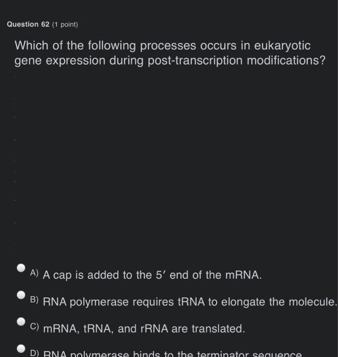 Solved Question 62 (1 point) Which of the following | Chegg.com