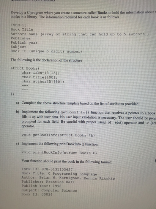 Solved Develop a program where you create a structure called | Chegg.com