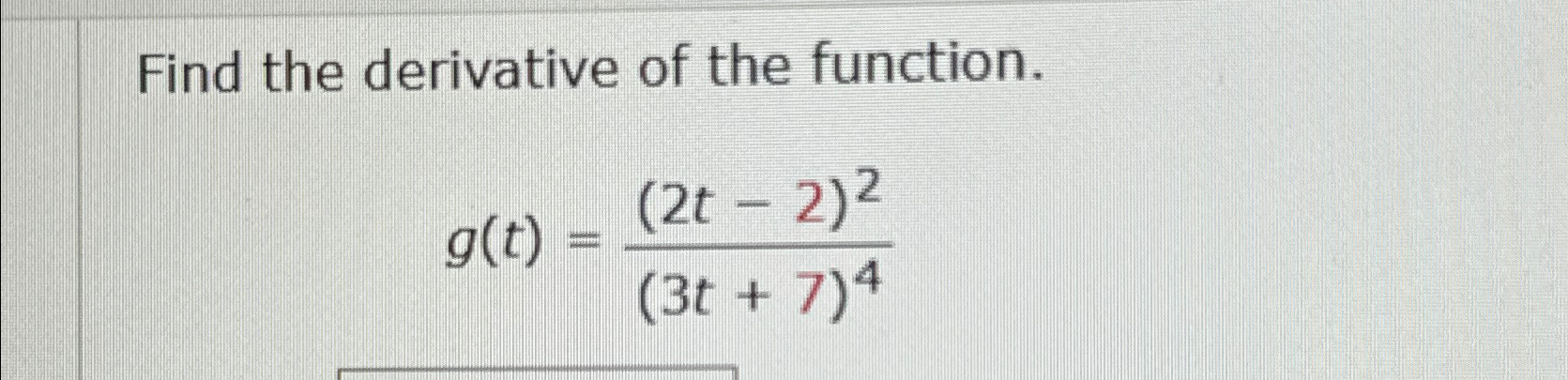 Solved Find the derivative of the | Chegg.com