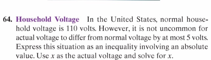 Solved 64. Household Voltage in the United States, normal | Chegg.com