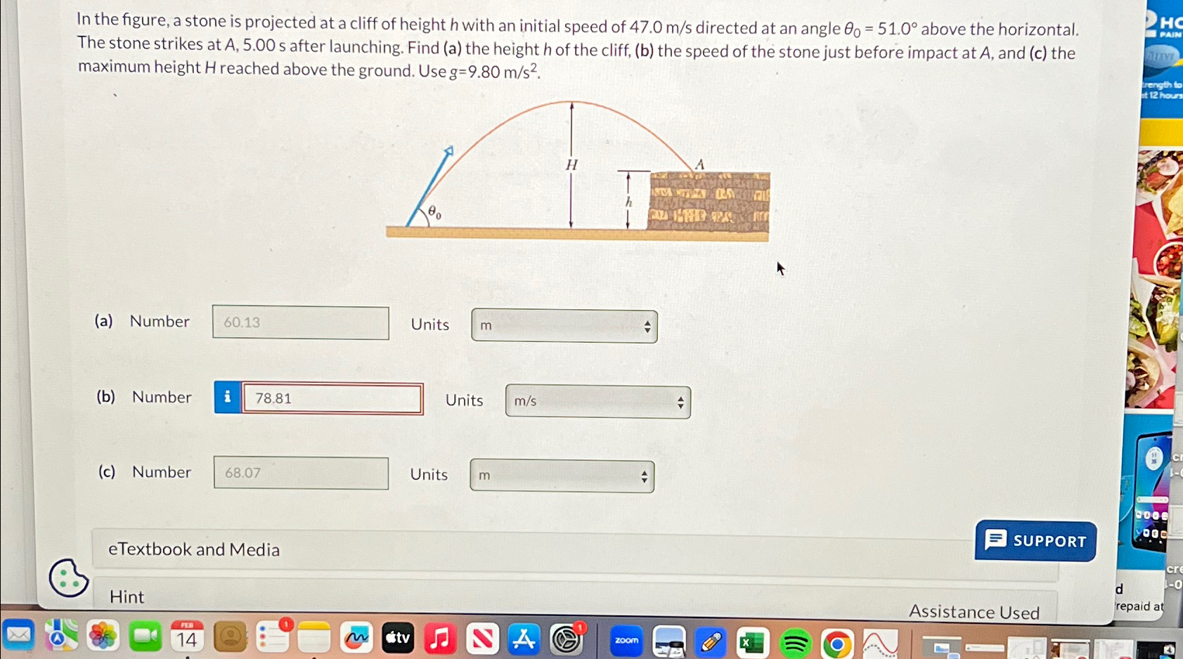 Solved In the figure, a stone is projected at a cliff of | Chegg.com
