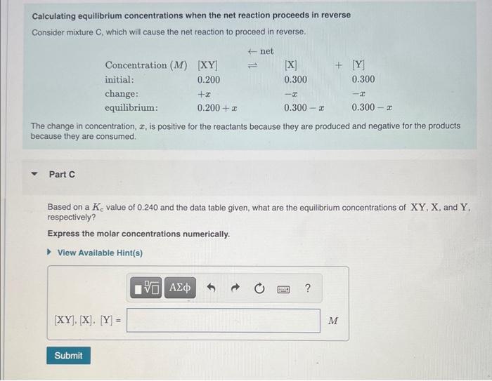 Solved Calculating equilibrium concentrations when the net | Chegg.com