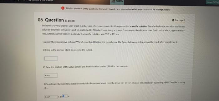 Solved e See page 1 06 Question (1 point) In chemistry, very | Chegg.com