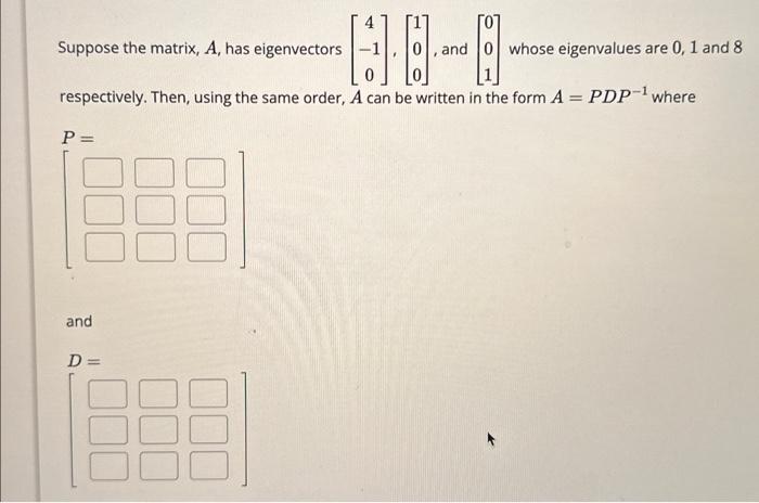 Solved Suppose the matrix, A, has eigenvectors | Chegg.com