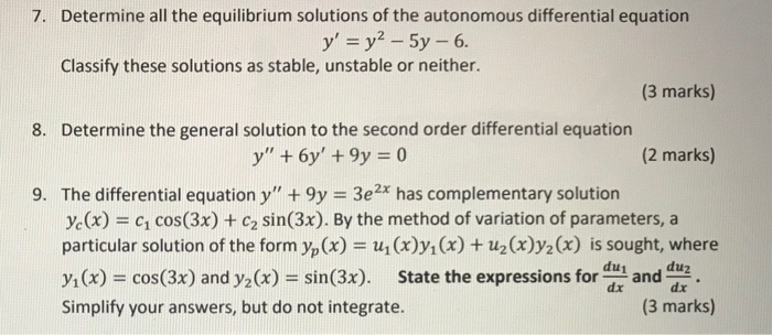 Solved 7. Determine all the equilibrium solutions of the | Chegg.com