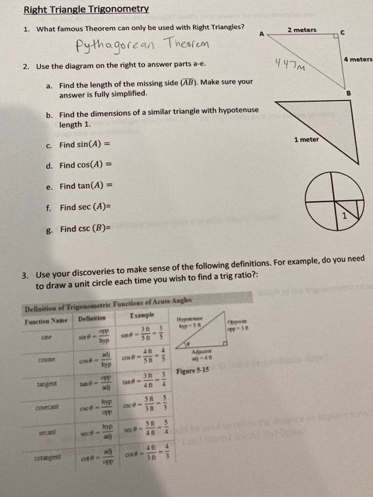 Solved Right Triangle Trigonometry 1. What famous Theorem | Chegg.com