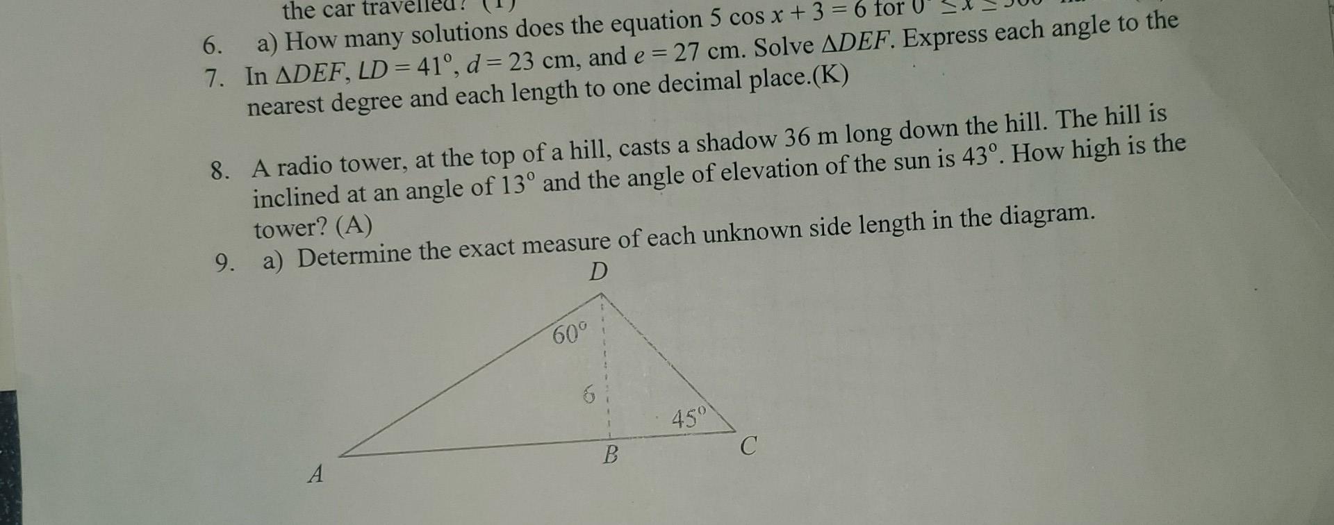 Solved 6. a) How many solutions does the equation 5cosx+3=6. | Chegg.com