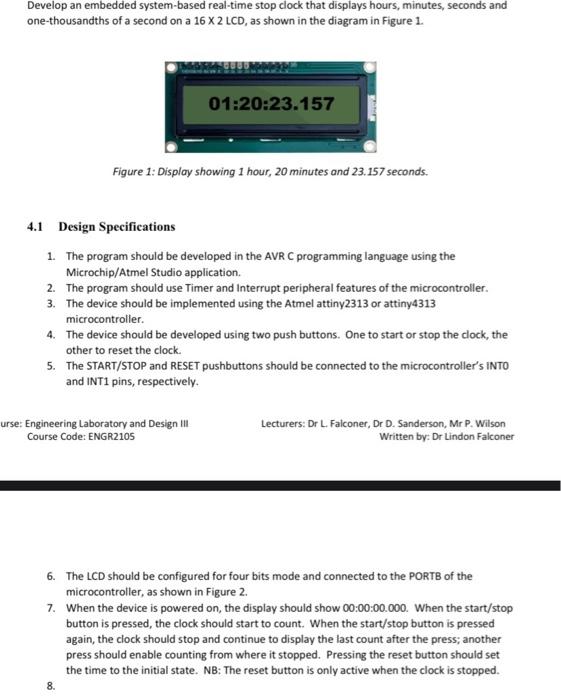 Solved Develop an embedded system-based real-time stop clock | Chegg.com