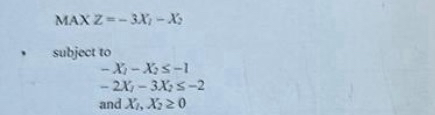 Solved MAxZ=-3x1-x2subject to-x1-x2≤-1-2x1-3x2≤-2 ﻿and | Chegg.com