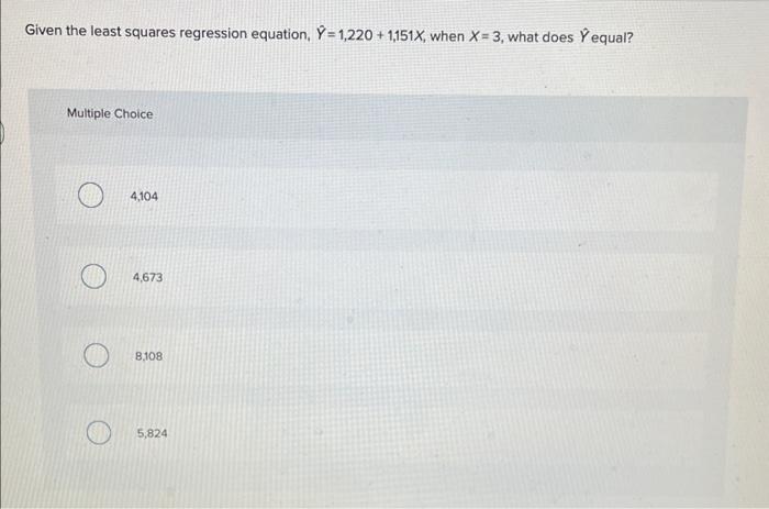 Solved Given the least squares regression equation, | Chegg.com