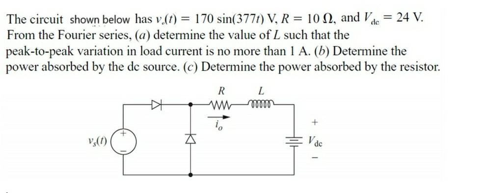 Solved = = The circuit shown below has v.(t) = 170 sin(377t) | Chegg.com