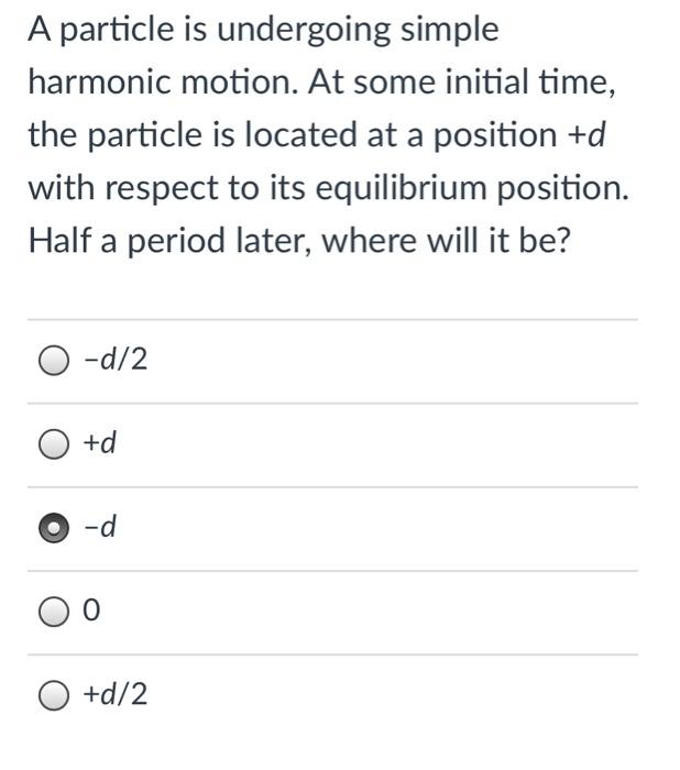 Solved A particle is undergoing simple harmonic motion. At | Chegg.com