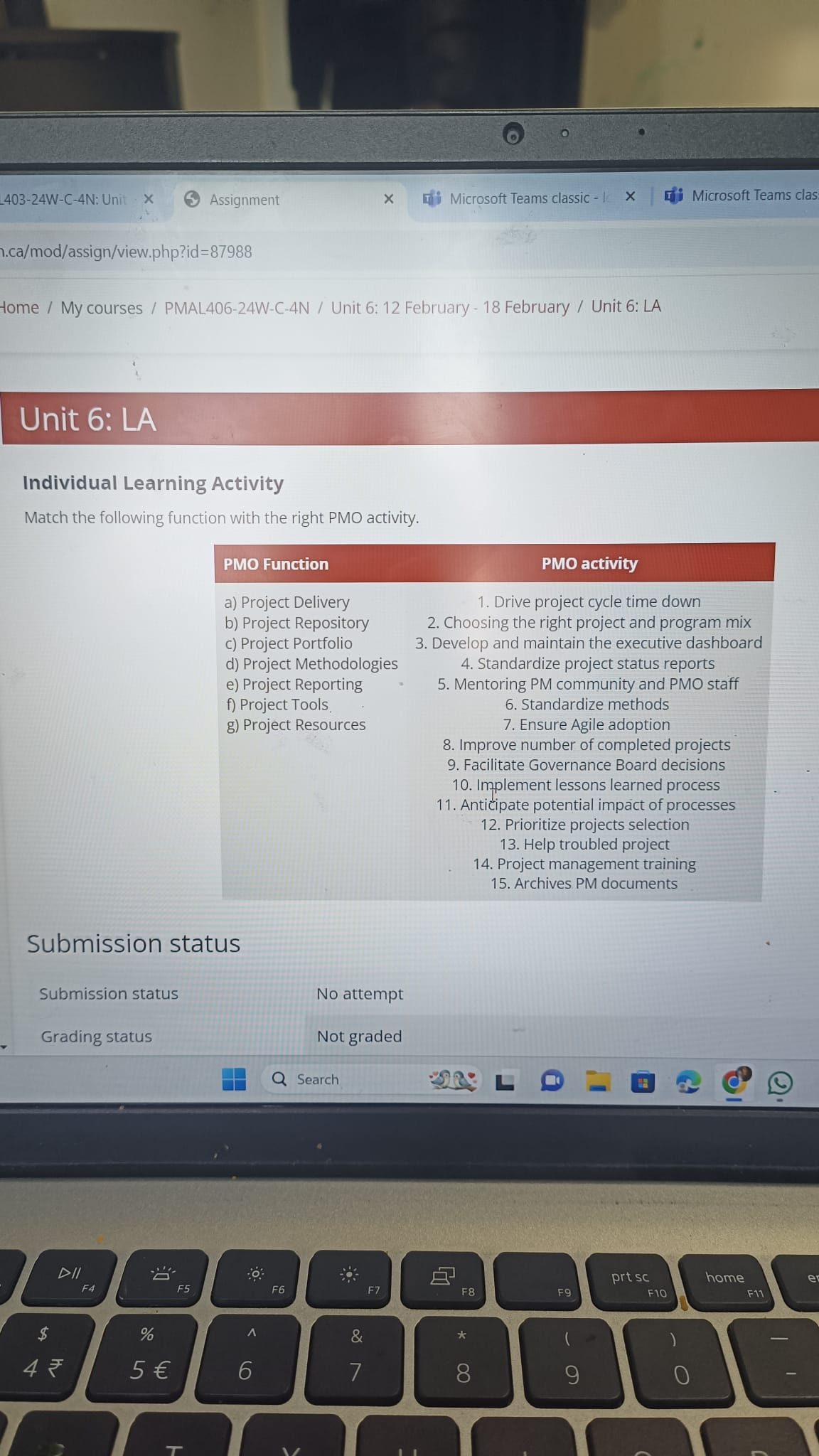 Solved Unit 6: LAIndividual Learning ActivityMatch the | Chegg.com