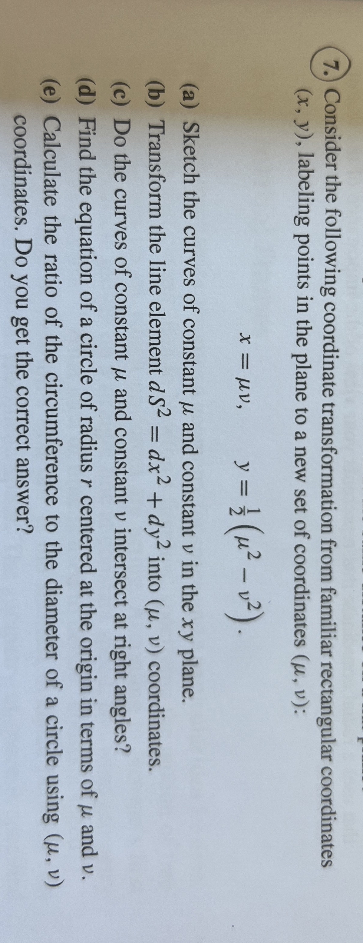 Solved Consider the following coordinate transformation from | Chegg.com