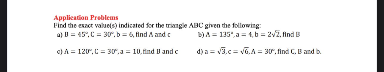 Solved Application ProblemsFind the exact value(s) | Chegg.com