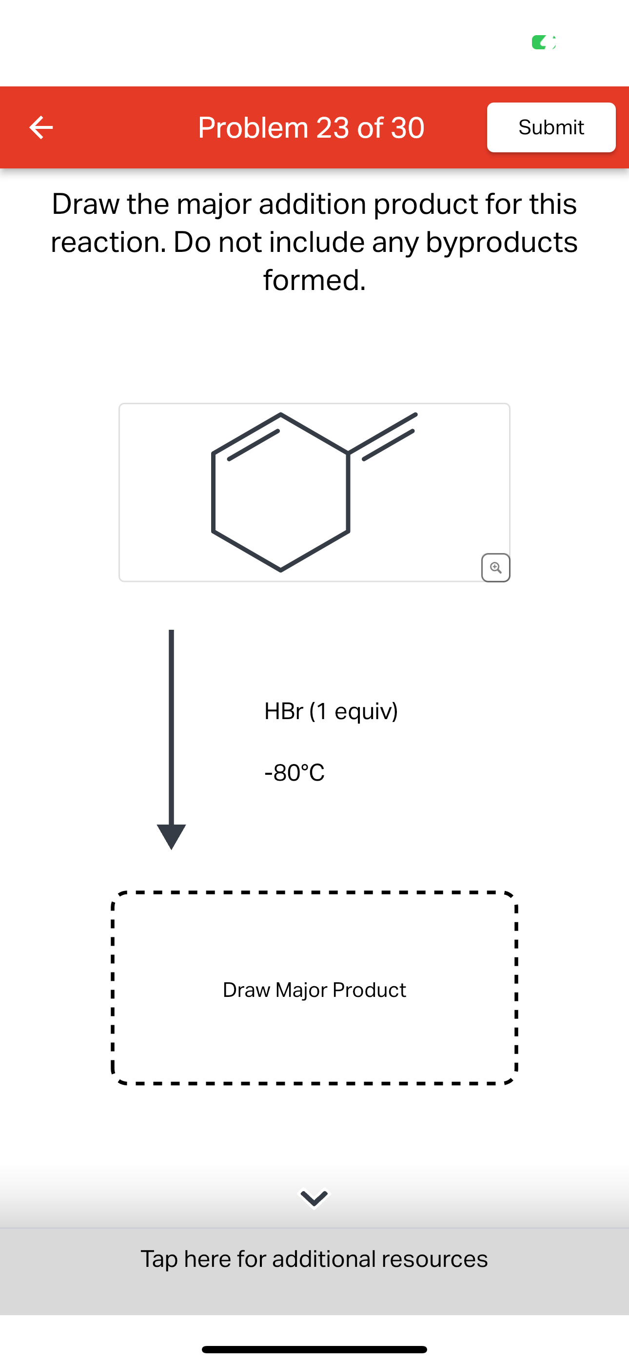 Solved Problem 23 ﻿of 30Draw the major addition product for | Chegg.com