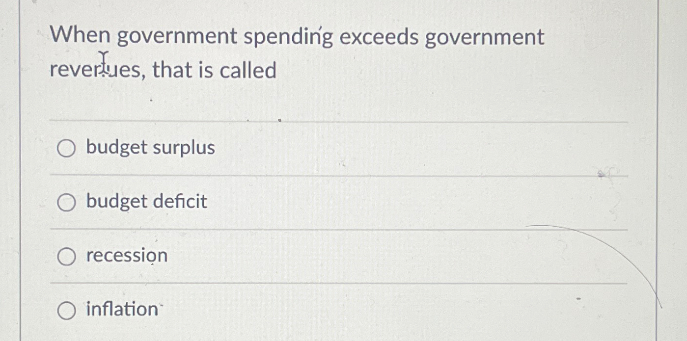 Solved When government spending exceeds government | Chegg.com