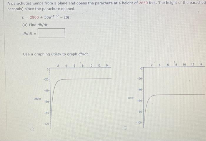 Solved A parachutist jumps from a plane and opens the | Chegg.com