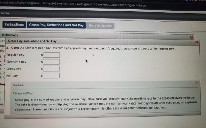 Solved eBook Instructions Gross Pay, Deductions and Net Pay | Chegg.com
