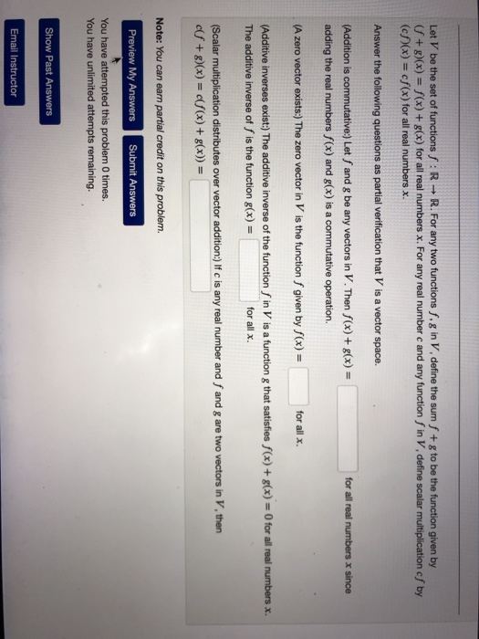 Solved Let V be the set of functions : R R . For any two | Chegg.com